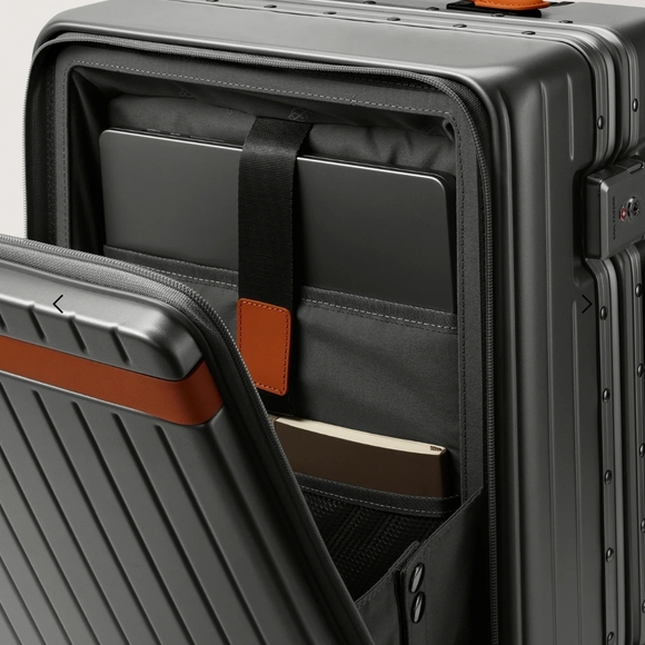 carl frederick | Bags | Gray And Brown Hardshell Luggage Set With ...